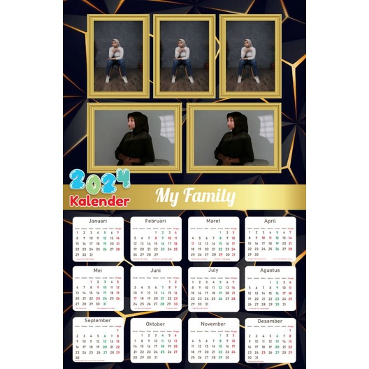 Jual Kalender Poster 2024 Custom 5 Foto Custom Nama | Shopee Indonesia