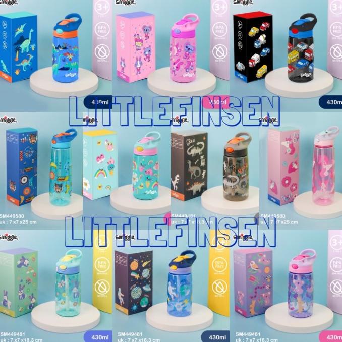 Jual SMIGGLE junior Botol Air Minum Anak Sedotan silicone 430ml dan ...