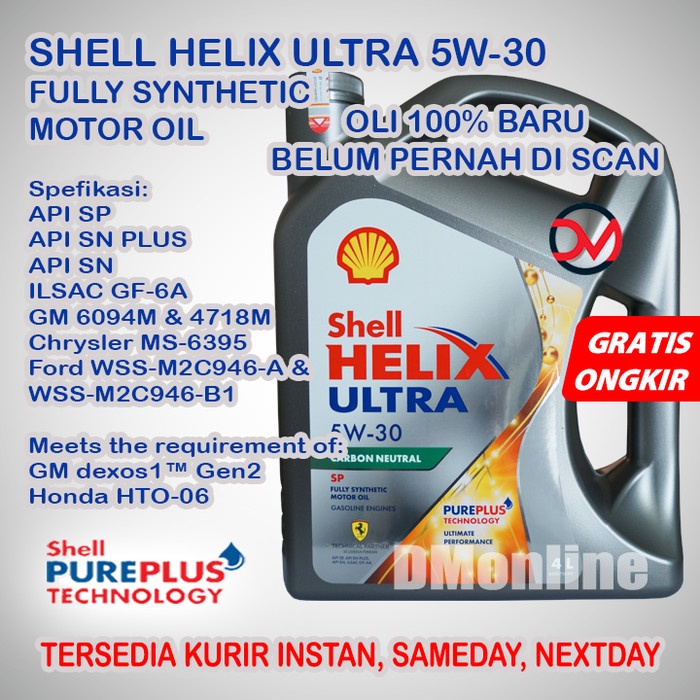 Jual Shell Helix Ultra 5W-30 4L / DEXOS1 / Oli Mobil Full Synthetic ...