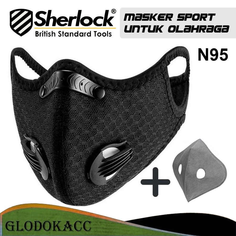 Jual Promo Masker Sport Olahraga Sepeda Dual Valve Sherlock Filter ...