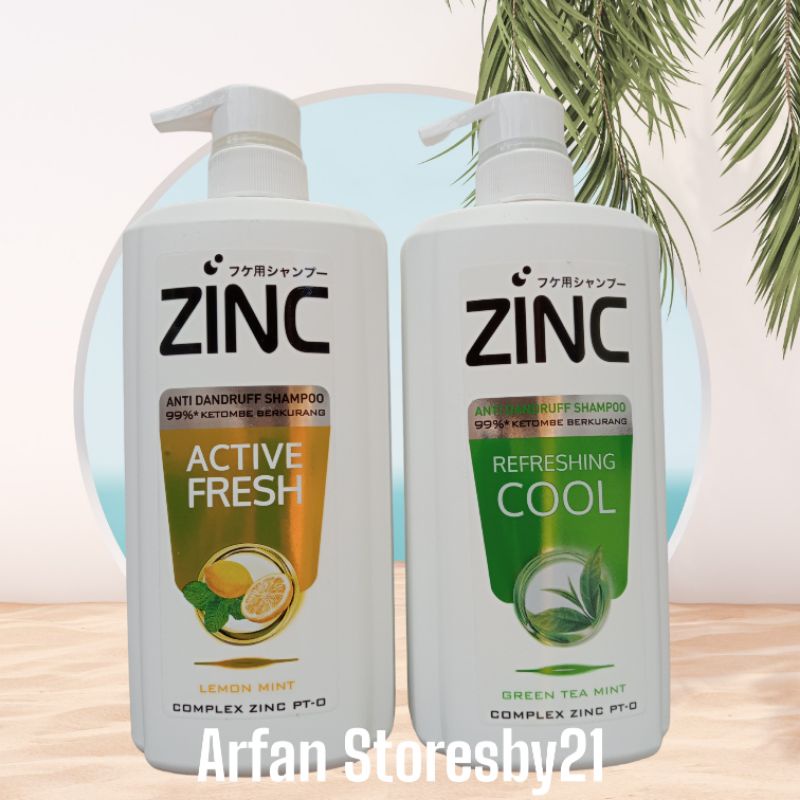 Jual ZINK Shampoo Anti Ketombe Active Fresh Lemon Mint - Refreshing Cool Green Tea Mint Botol ...