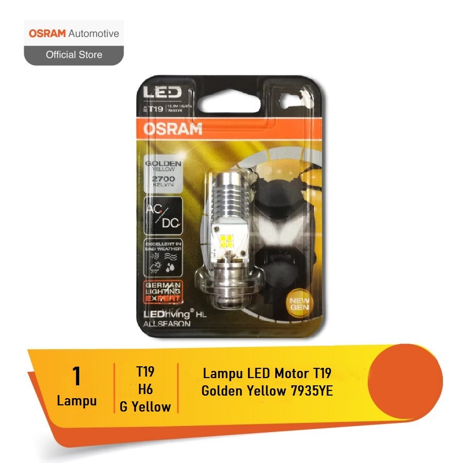 Jual Osram T19 Lampu Bohlam Led Depan Motor 12 V H6 M5 Kuning Terang 2700K Anti Kabut Hujan All ...