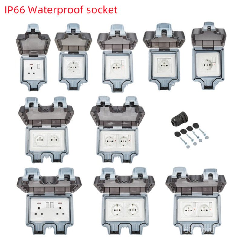 Jual &IP66 waterproof socket outdoor British 13A charging socket, rain ...