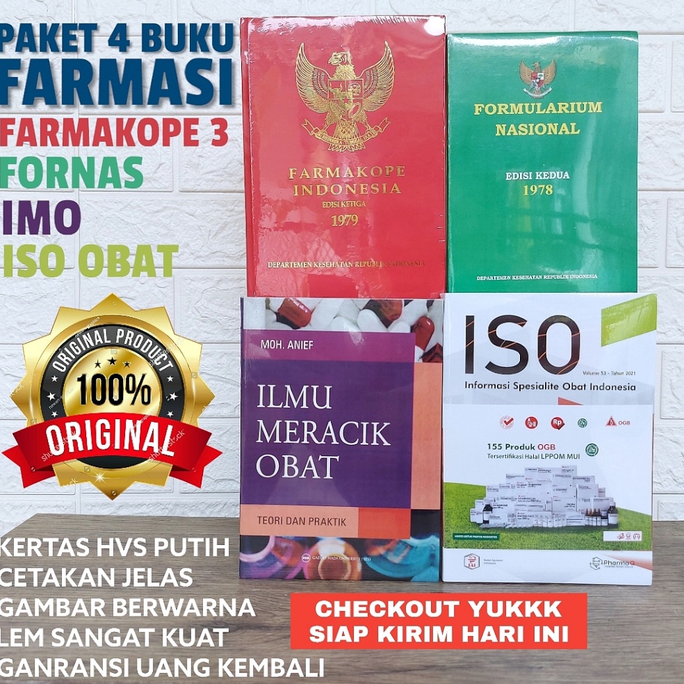 Jual High QualityC7o2N PAKET LENGKAP 4 BUKU FARMASI DASAR FARMAKOPE 3 ISO FORMULARIUM NASIONAL ...