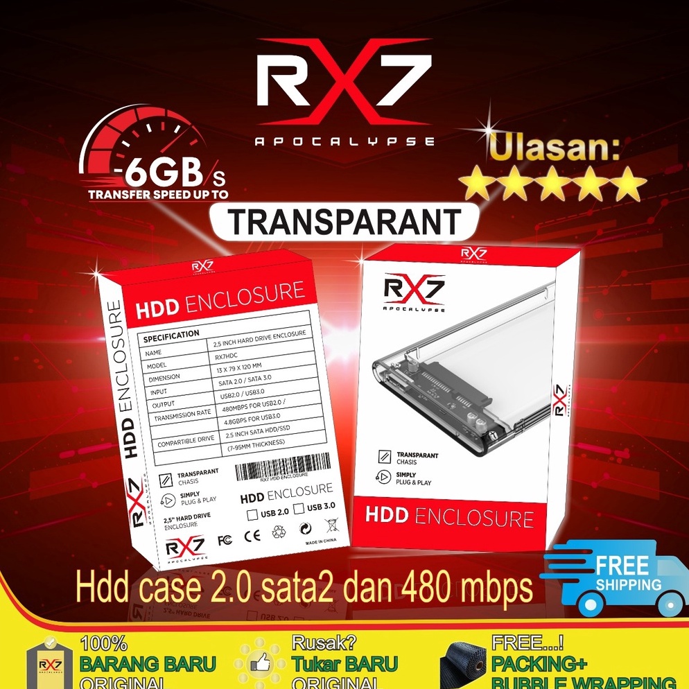 Jual Rekomendasi.. CASING HARDISK EXTERNAL CASE 2.5" USB 2.0 HDD ENCLOSURE RX7 | Shopee Indonesia