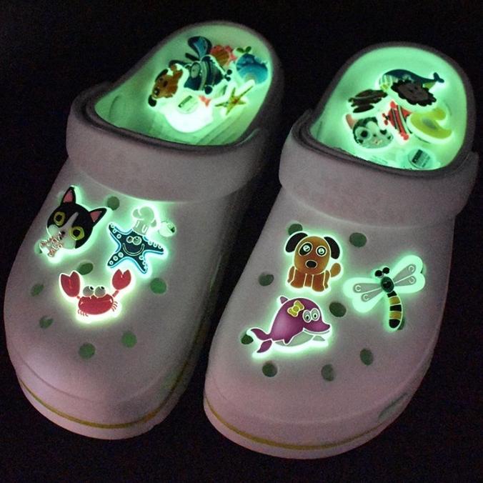 Jual BERCAHAYA BENTUK KARAKTER LUCU BINATANG GLOW - CROCS JIBBITZ PIN ...