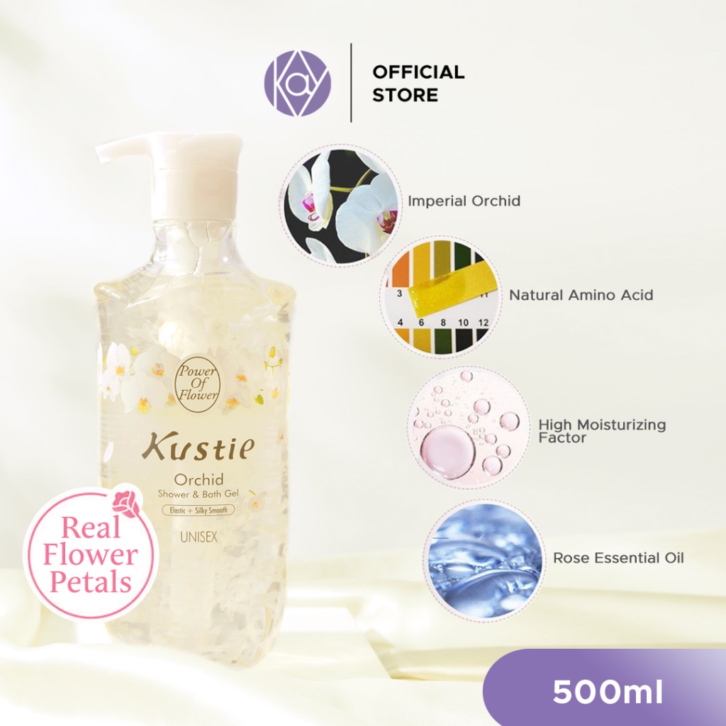 Jual KUSTIE Elastic and Silky Smooth Orchid Shower and Bath Gel 500 ml ...