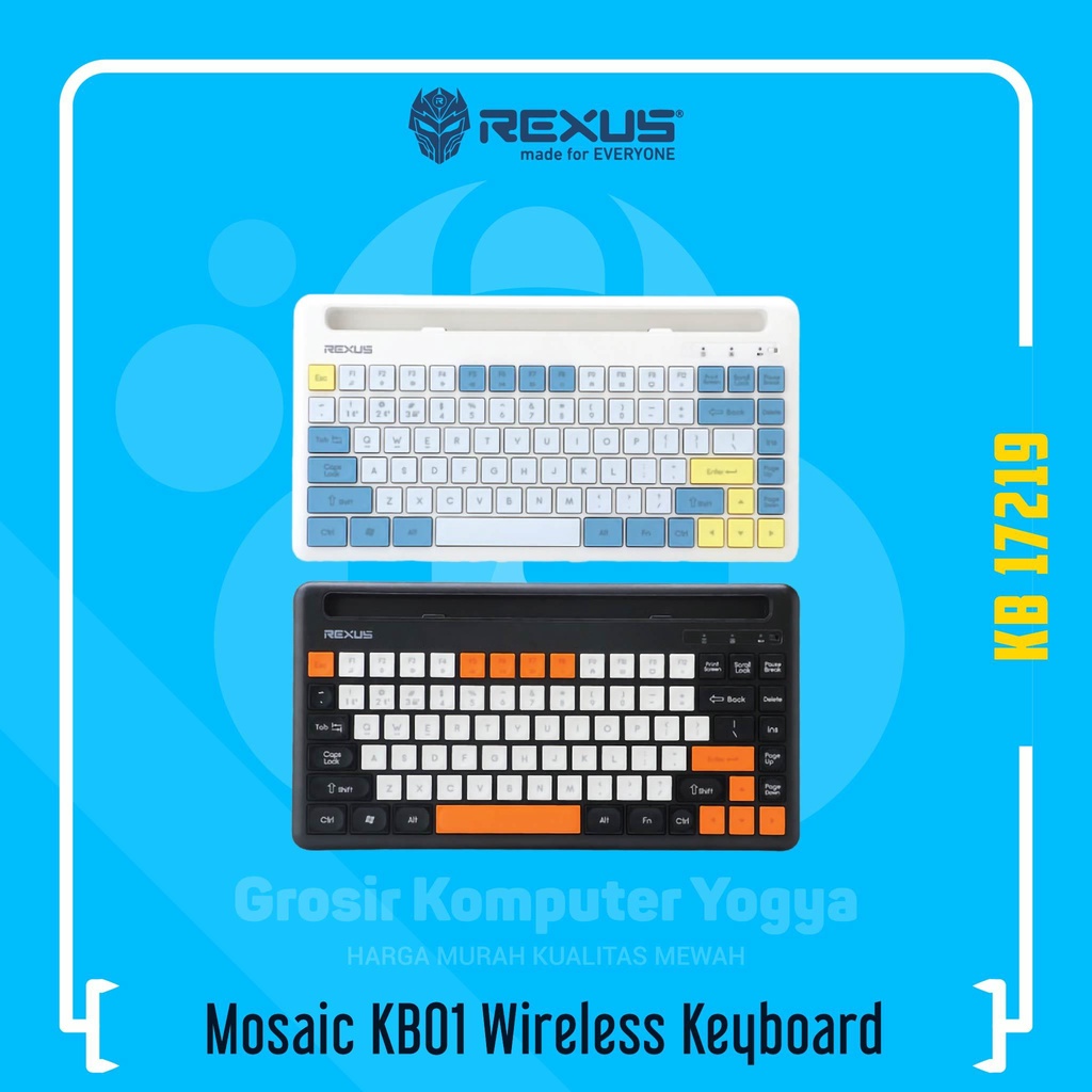 Jual Rexus Mosaic KB01 Dual Connection Compact Layout Wireless Keyboard ...