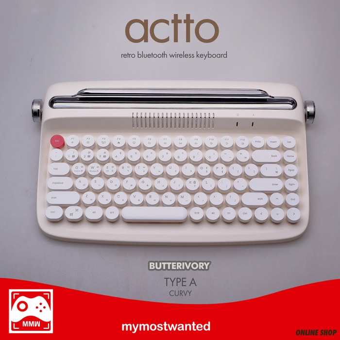 Jual ACTTO Keyboard bluetooth wireless keyboard retro typewriter IVORY | Shopee Indonesia