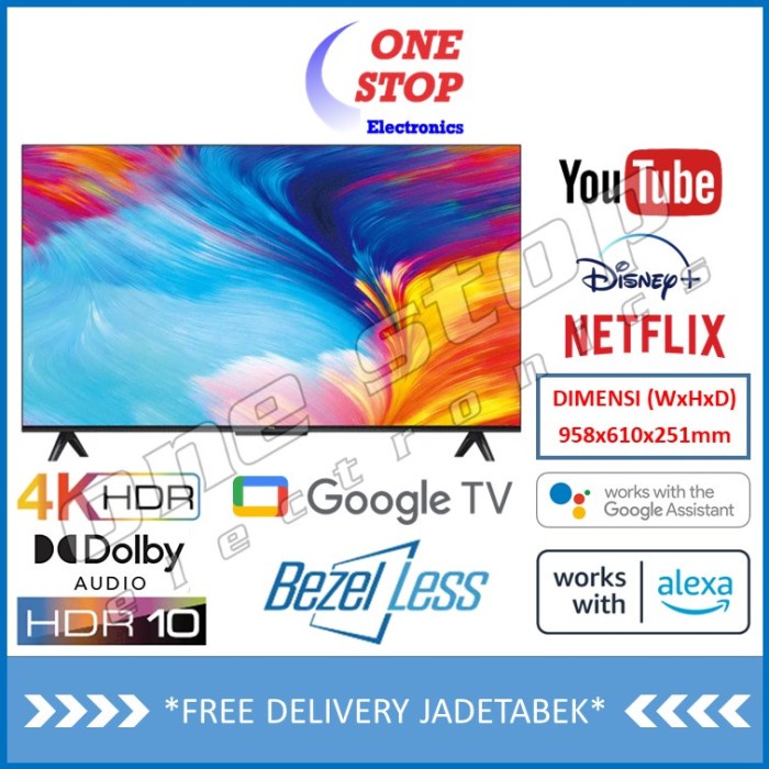 Jual Tcl 43P635 4K Uhd Hdr Smart Google Tv W/ Dolby Audio 43 Inch ...