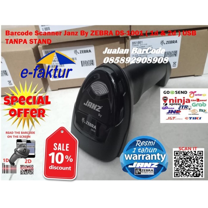 Jual BARCODE SCANNER JANZ DS 1001 BY ZEBRA DS 2208 1D 2D QR CODE NON ...