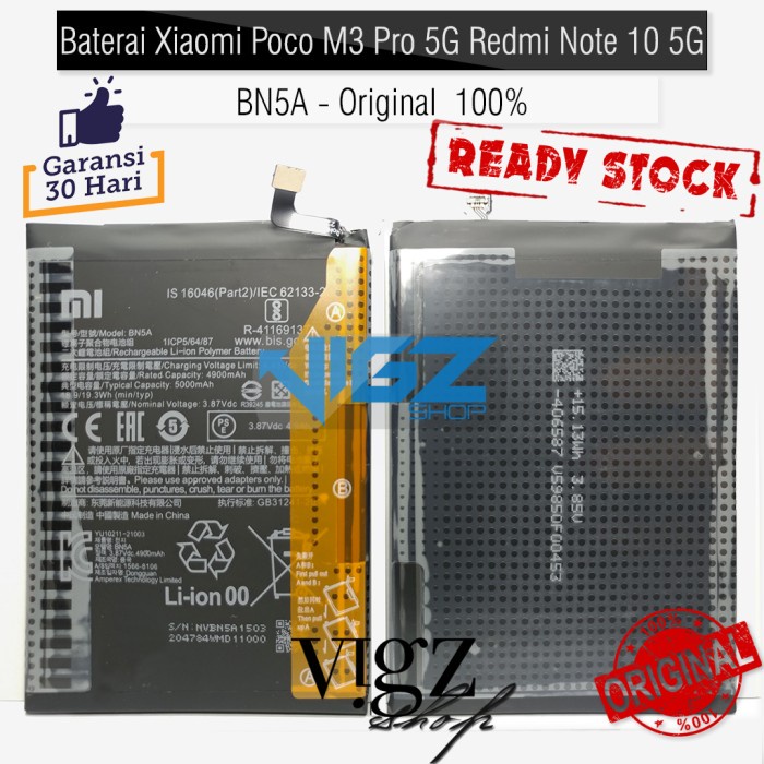 Jual Baterai Xiaomi Poco M3 Pro 5G Redmi Note 10 5G BN5A Original 100% ...
