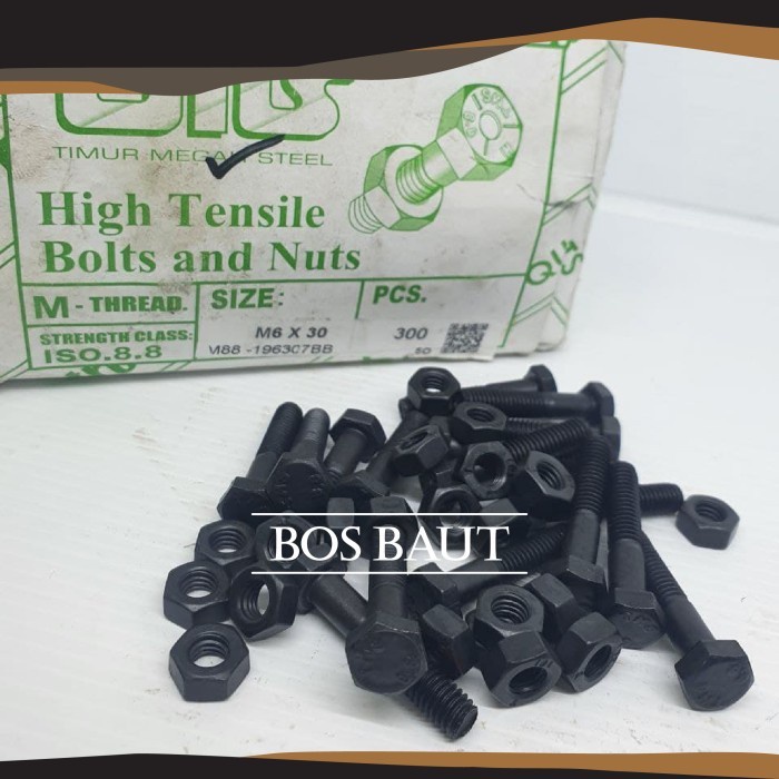 Jual Baut Mur Baja 8.8 M6x30 (Kunci 10) | Shopee Indonesia