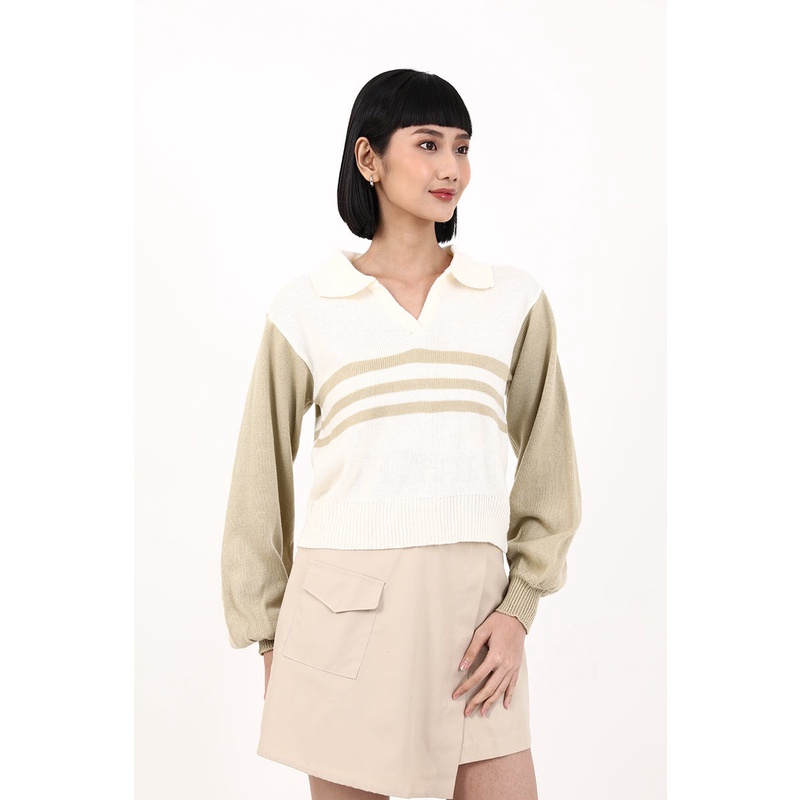 Jual Berrybenka - Atasan Sweater Rajut Blouse Wanita Sofia Mindie Crop ...