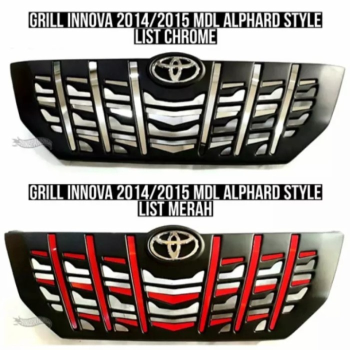Jual [Original] Grill Innova 2014 2015 Model Alphard Hitam Glossy Hitam ...