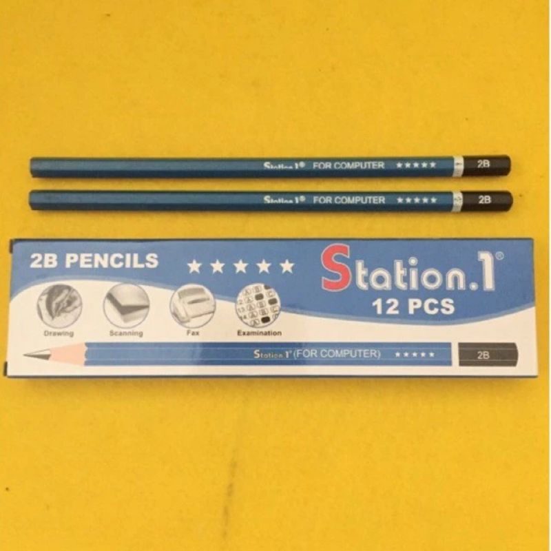 Jual pensil kayu 2b murah station (1box 12pcs) | Shopee Indonesia