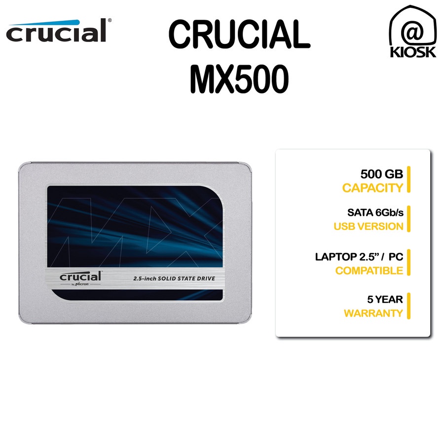 Jual Crucial MX500 SSD 500GB / SATA / 3D NAND / 5 Years Warranty ...