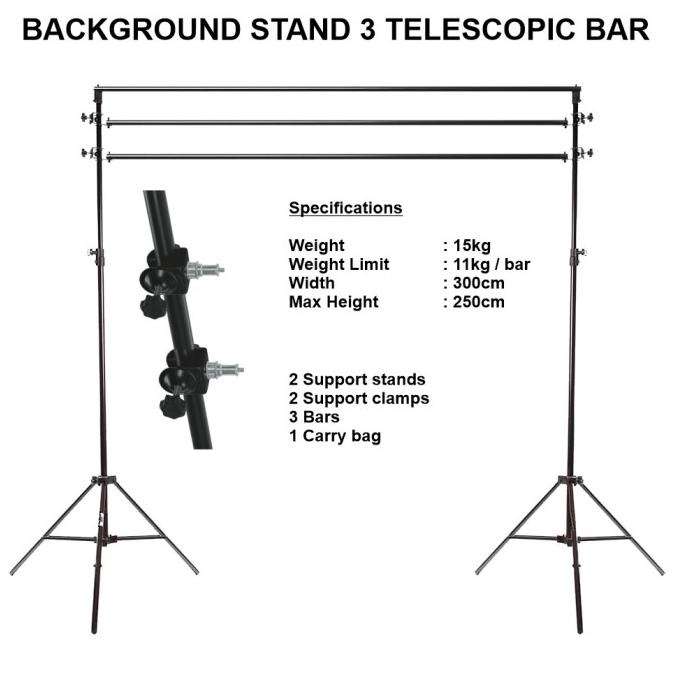 Jual Stand Background Paper Dan Kain Telescopic 3 Bar Tiang Backdrop ...