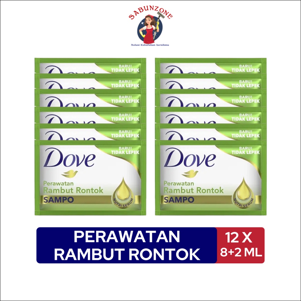 Jual Paket Murah Shampo Dove Perawatan Rambut Rontok Hijau Sachet 8+2ml ...