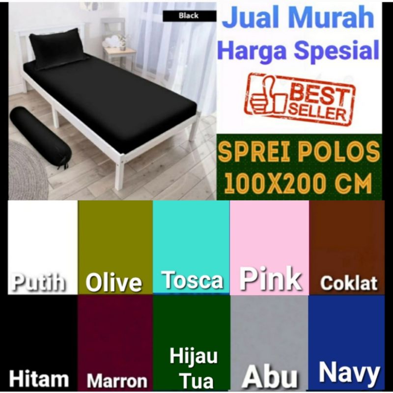 Jual Sprei 100x200x20 CM Polos Harga Promo Murah Katun Micro Sudah 1 Set Dengan Sarung Bantal ...