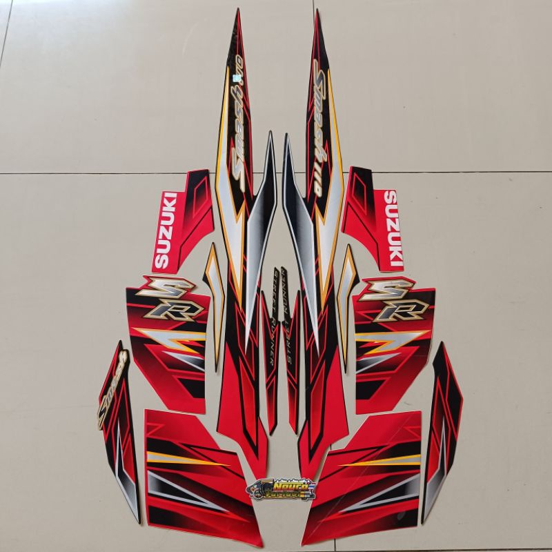Jual Striping Suzuki smash sr 110 2010 hitam merah stiker les body ...
