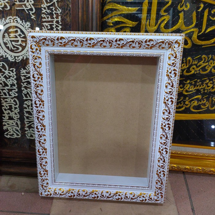 Jual FRAME / BINGKAI MAHAR A3 30X40CM + BOX 5CM WARNA PUTIH EMAS ...