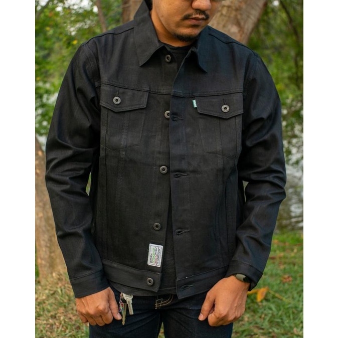 Jual Trackon Booster Jacket - 15Oz Black X Black Non Selvedge Denim ...