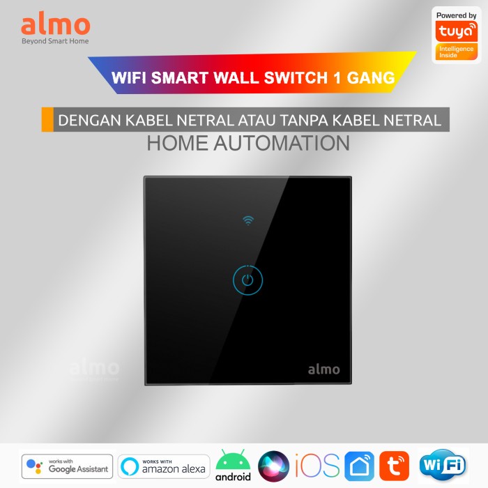 Jual Tuya Wifi Smart Switch EU 1 Gang Hitam Saklar Home Automation IoT ...
