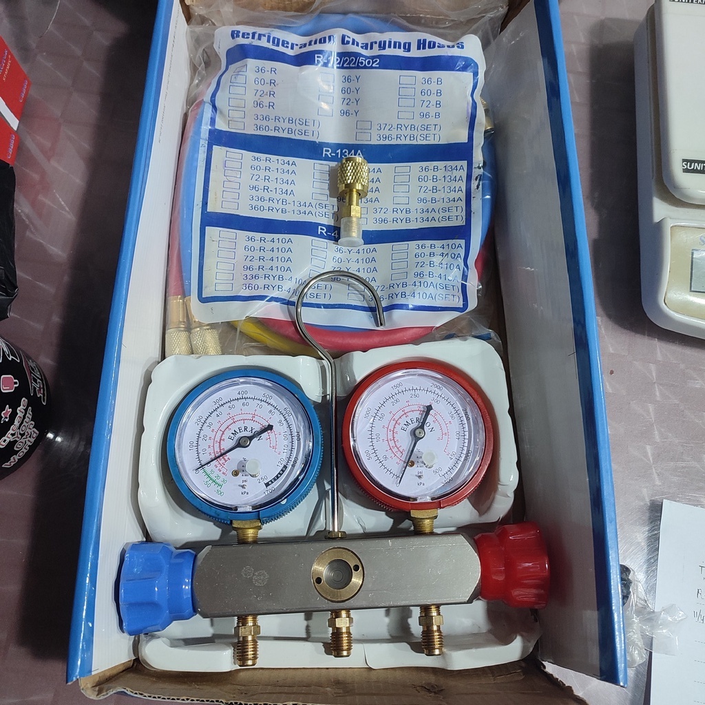 Jual MANIFOLD SET DOUBLE MULTI R32 R410A R22 R12 R502 EMERXON | Shopee Indonesia