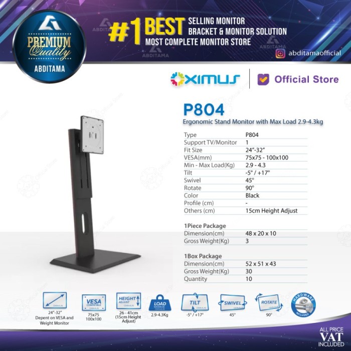 Jual [Ori] Bracket Lcd Led Monitor Ergonomic Stand Oximus P804 Has ...
