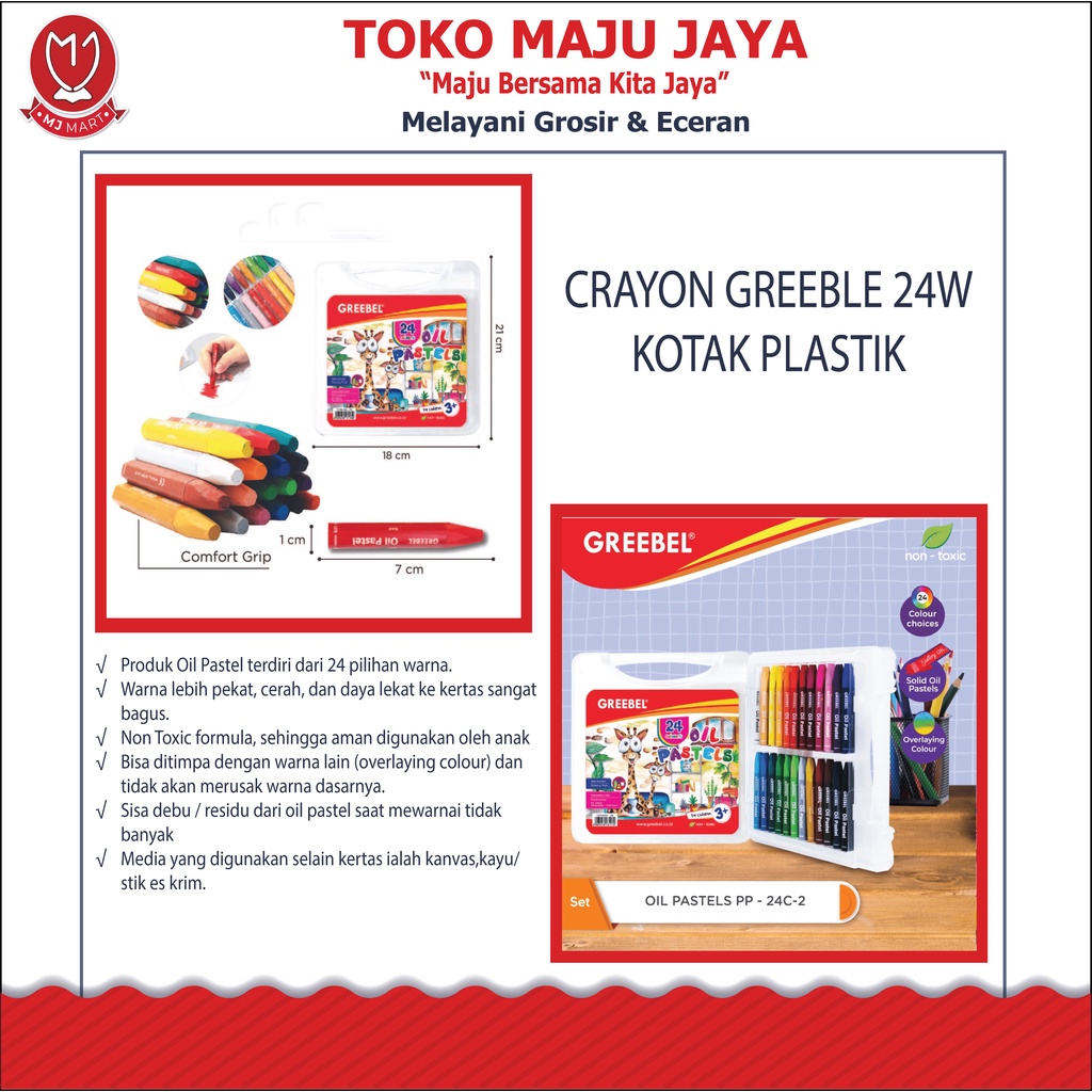 Jual CRAYON GREEBLE 24 Warna KOTAK PLASTIK | Shopee Indonesia
