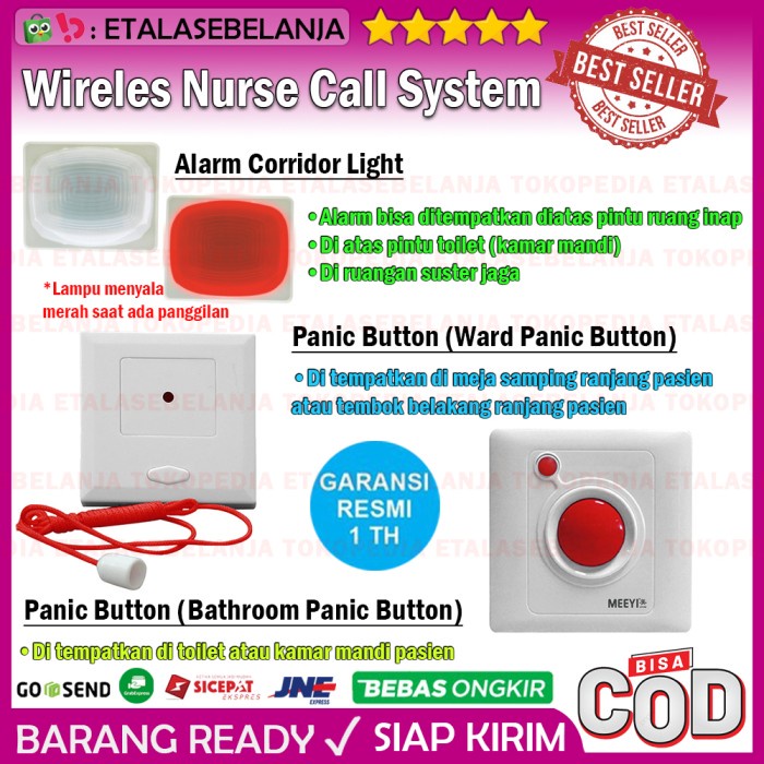 Jual Wireless Nurse Call System - 1 Alarm - 2 Panic Button - Long Range ...