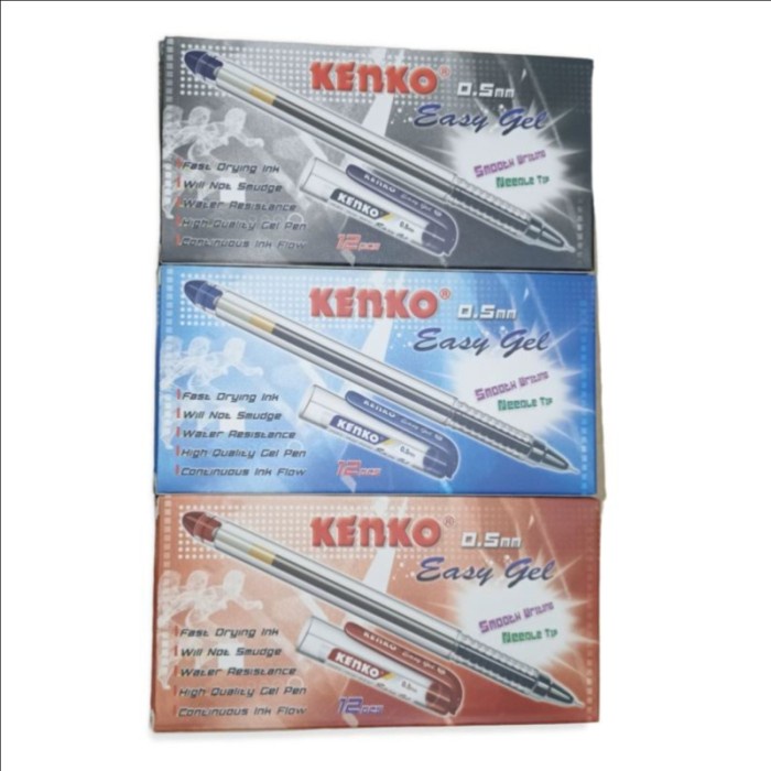 Jual Kenko pulpen easy gel 0 5mm lusin HITAM BIRU MERAH isi 12pcs - Hitam EASY GEL | Shopee ...