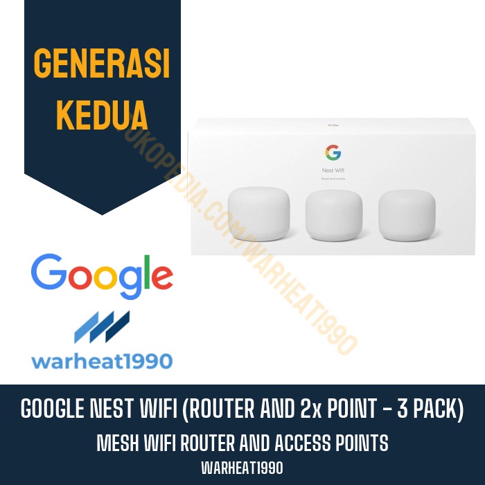 Jual Google Nest Wifi 3 Pack 2nd Generation Mesh WiFi Router Point ...