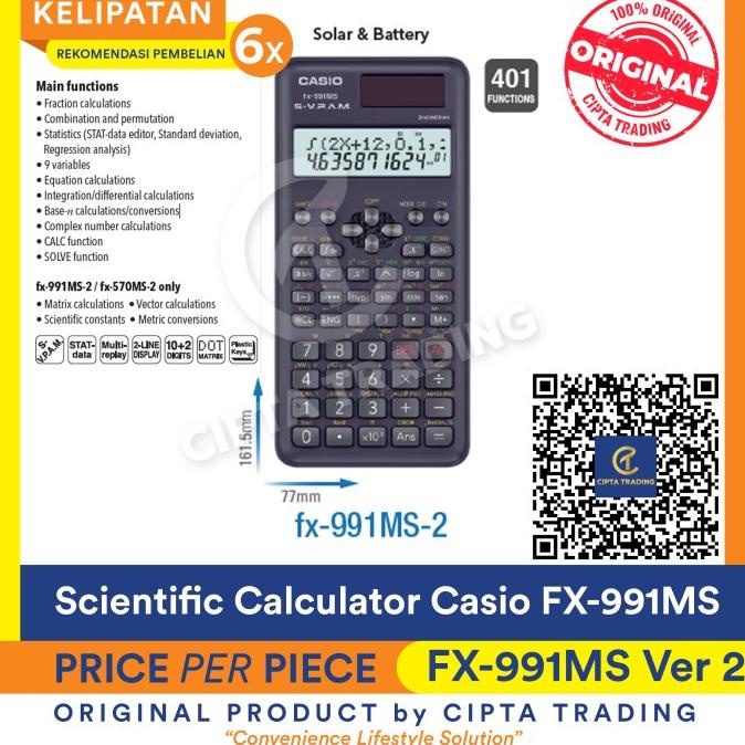 Jual Calculator - Casio - Scientific Calculator FX-991MS | Shopee Indonesia