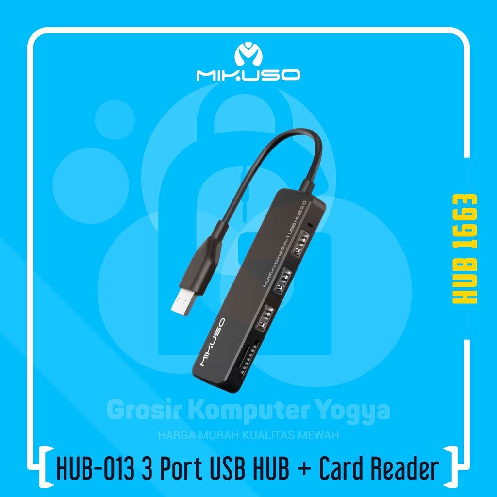 Jual Mikuso HUB-013 Ergonomic Design 3 Port USB 2.0 HUB + Card Reader ...