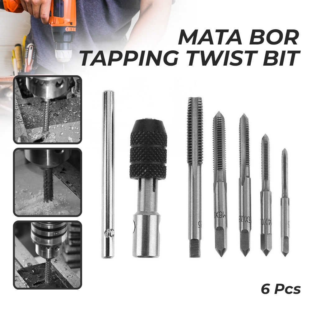 Jual Mata Bor Wrench Drill - Bit Hand Tapping Twist Bit 6 PCS - Silver ...