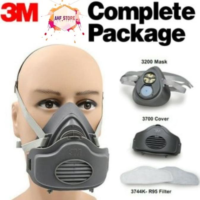 Jual ORIGINAL Masker 3M 3200 Respirator Cartridge + Filter Full Set ...