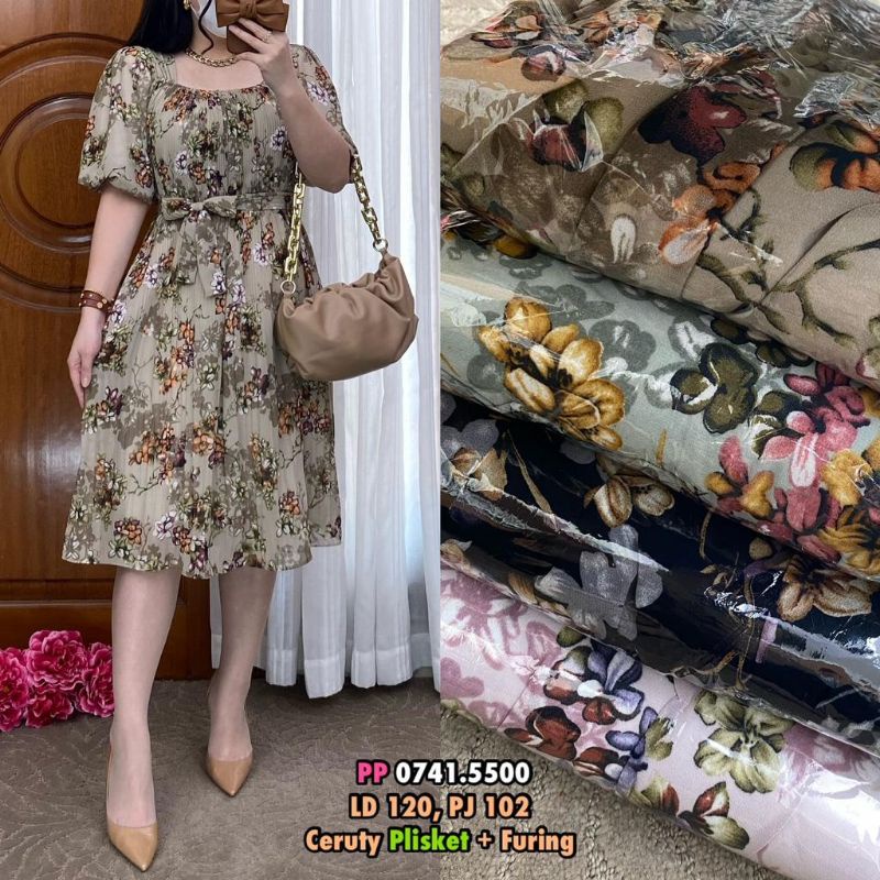 Jual DRESS BUNGA CERUTY PREMIUM QUALITY | Shopee Indonesia