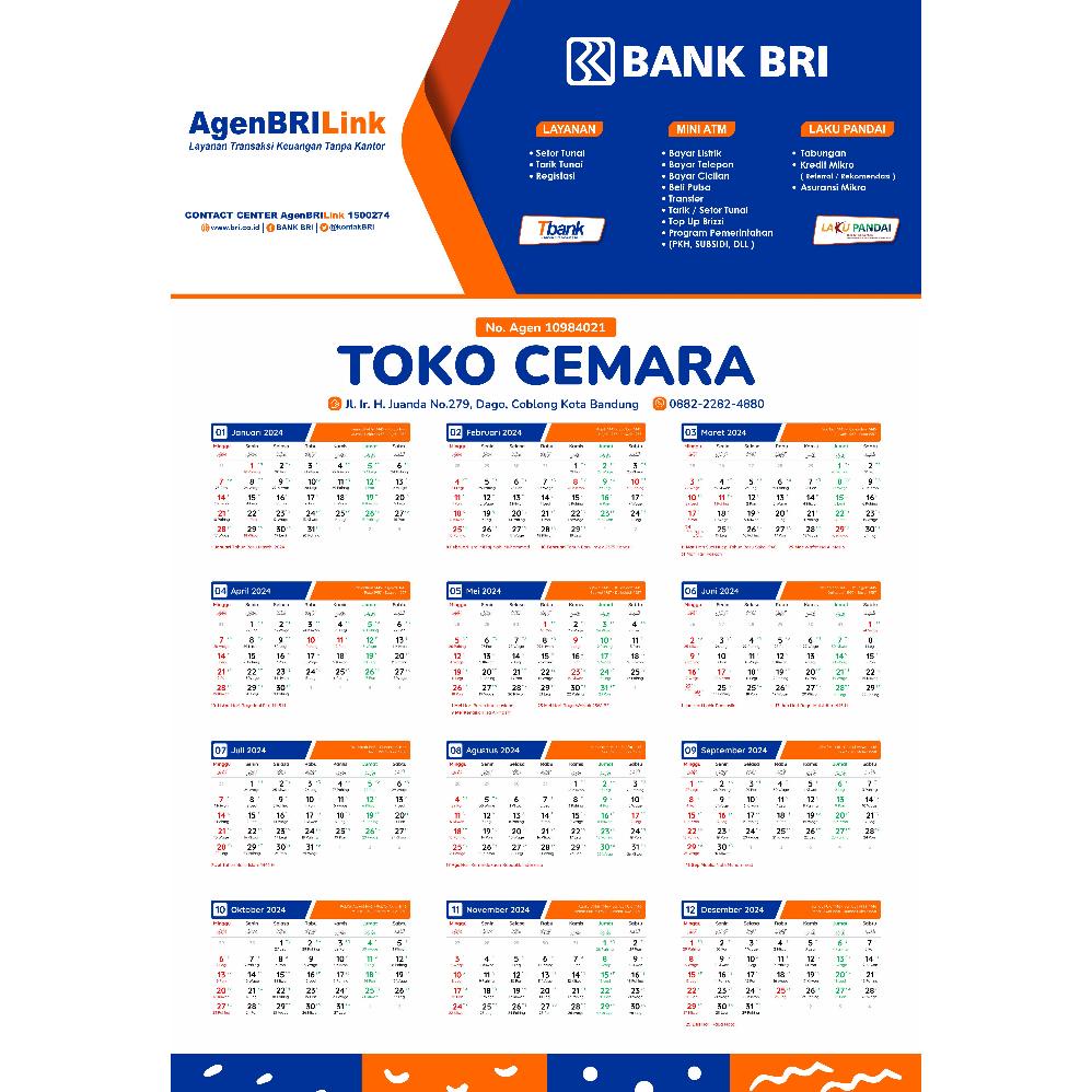 Jual Kalender 2024 Agen BRILink | Kalender Dinding 2024 | Kalender ...