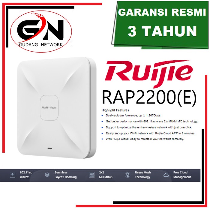 Jual Ruijie RG-RAP2200(E) AC1300 Dual Band Ceiling Mount Access Point ...