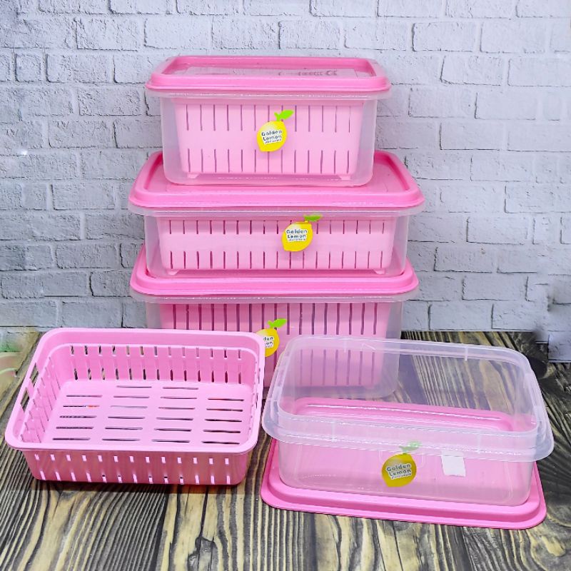 Jual Paket Bundling 1 set (isi 4pcs ) Box Sayur Pink 2 in 1 Kotak ...