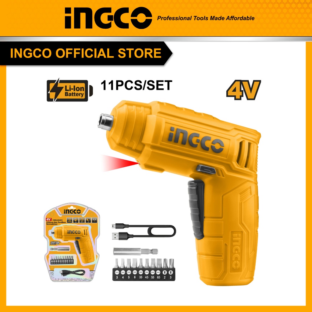 Jual Mesin Obeng Cordless Ingco Eco 4V 1/4" 180/N Csdli0402 | Shopee ...