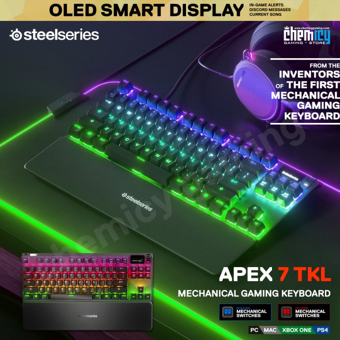 Jual STEELSERIES APEX 7 TKL RGB OLED MECHANICAL GAMING KEYBOARD - RED SWITCH | Shopee Indonesia
