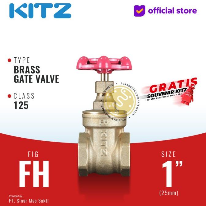 Jual KITZ Brass Gate Valve Fig. 125 FH 1" - 25A - 25mm , Drat / Screw | Shopee Indonesia