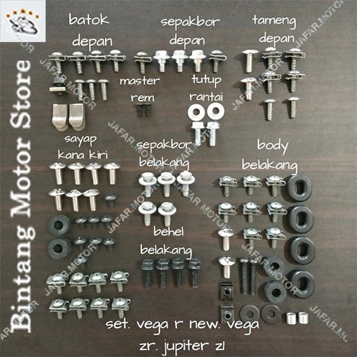 Jual Full Set Baut Full Body Motor Yahama Vega R & Vega ZR & Jupiter Z1 ...