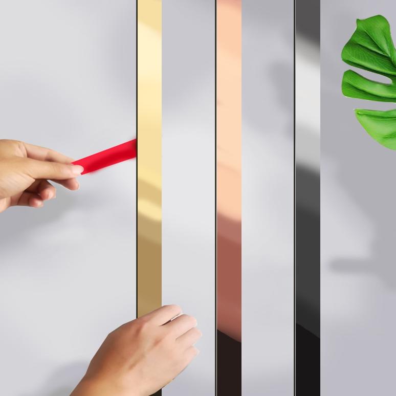 Jual Promo 5M/Roll Stiker Dinding Garis Datar Bahan Stainless Steel ...