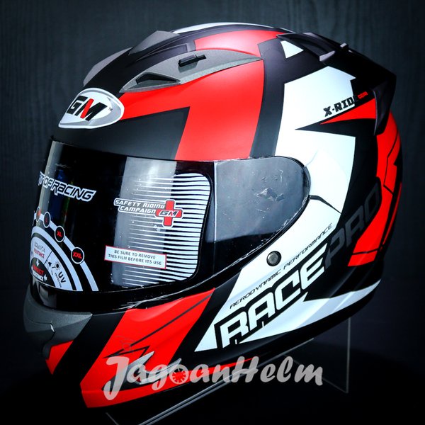 Jual Gm Helm Race Pro X-Ride - Black Red Doff -Dark Single Visor Race ...