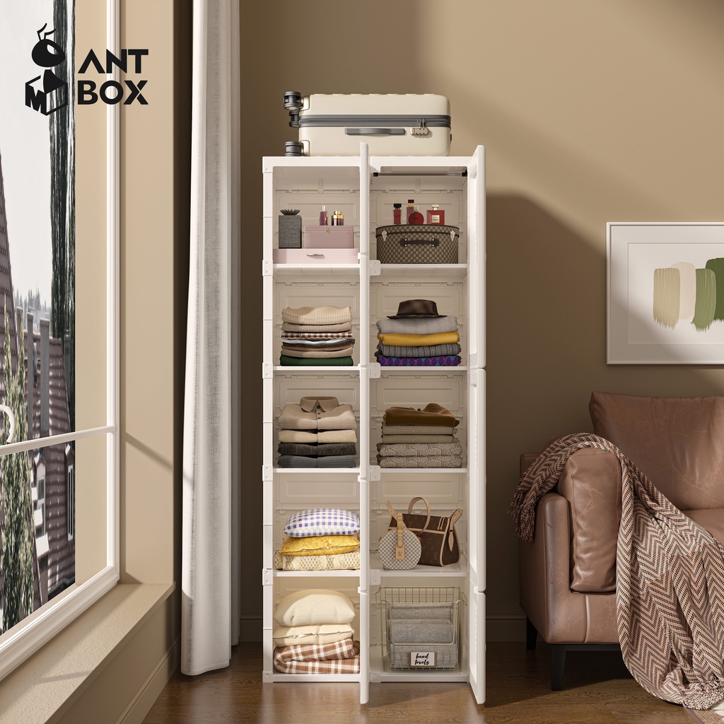 Jual ANTBOX Lemari Baju Putih 10 Box 590L Lemari Baju Minimalis Kabinet ...