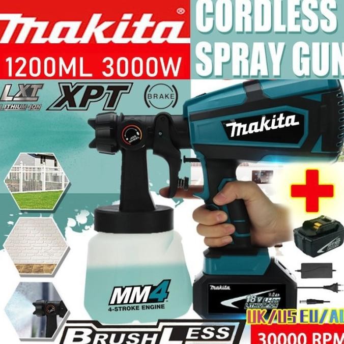 Jual Promo Tool Sprayer Cat Elektrik 30000Rpm Makita Tanpa Udara 1200Ml ...